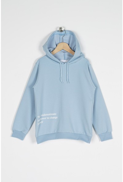 Zepkids Erkek Çocuk Kapüşonlu Never Baskılı Sweatshirt 9-12 Yaş