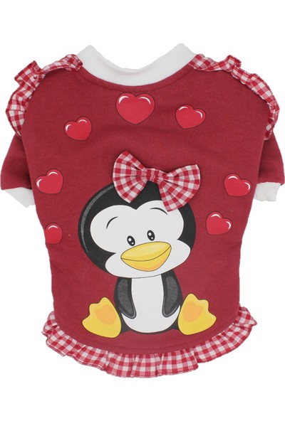 Pawstar Koyu Kırmızı Penguen Kedi Köpek Elbisesi Kedi Köpek Kıyafeti S