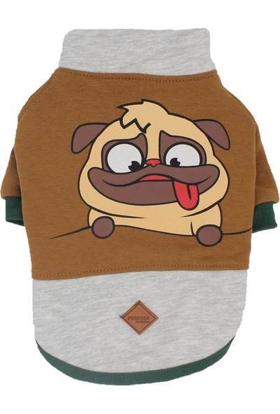 Pawstar Kahverengi Pug Sweat Kedi Köpek Sweat Kedi Köpek Kıyafeti S
