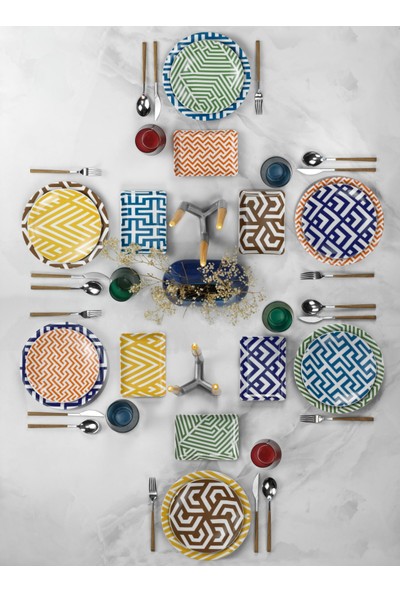 Kütahya Porselen Legacy 18 Parça Etnik Desenli Sunum ve Kahvaltı Takımı