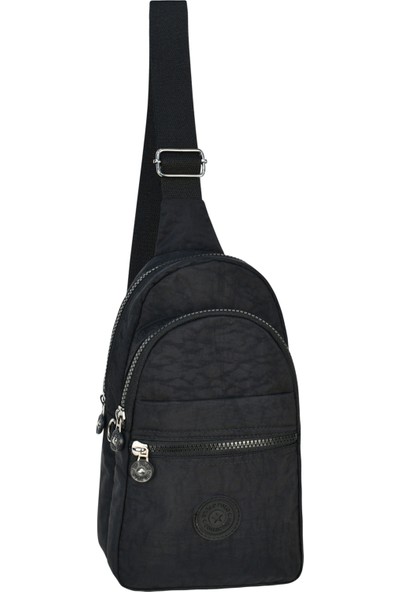 Urban Polo Siyah Dört Bölmeli Krinkel Kumaş Göğüs ve Bel Çantası Cod: 4001