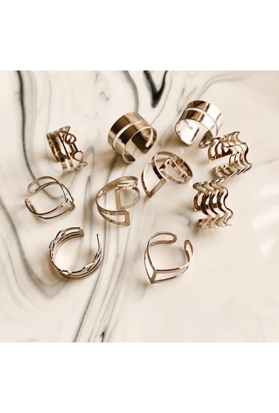 Yeşim Aksesuar 10'lu Yüzük ve Eklem Yüzük Set