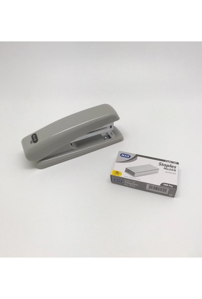 Mas No:24/6 Tel Zımba Makinesi Gri 758 + Zımba Teli No: 24/6 Beyaz