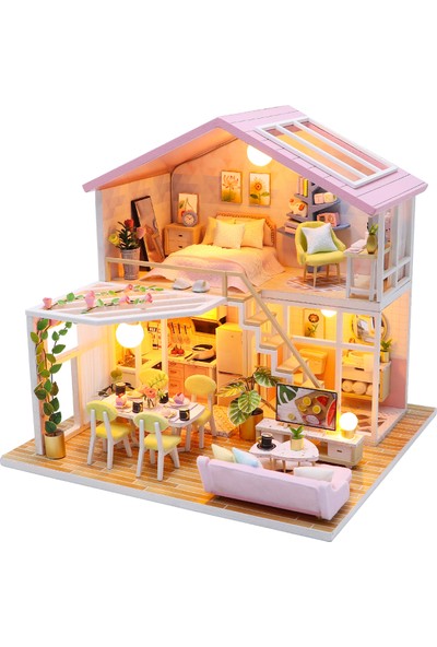 Gahome Dollhouse Minyatür Dıy Ahşap Dollhouse Kit, LED Işık (Yurt Dışından) Gahome Dollhouse Minyatür Dıy Ahşap Dollhouse Kit, LED Işık (Yurt Dışından)