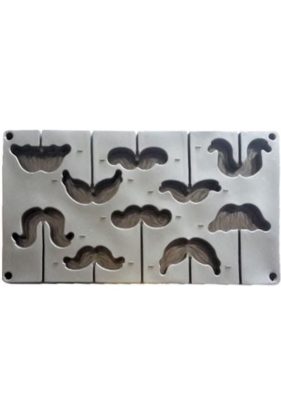 Simo Bıyık Silikon Kalıp Çikolata Sabun Kokulu Taş Mum Epoksi Kalıbı 10 Delikl