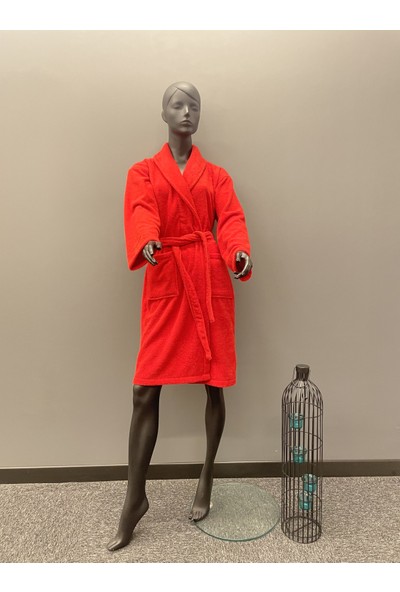 Dry&More Doğa Dostu Kırmızı Kadın Bornozu