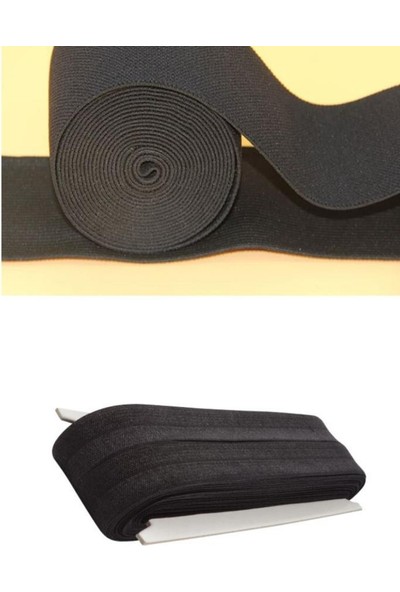 Hellove Siyah Lastik 1.5 cm Yassı Bel Paça Lastik Maske Lastiği