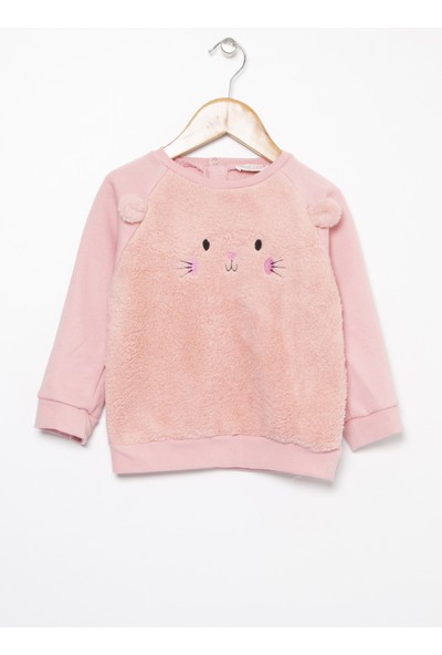 Mammaramma Nakışlı Pembe Bebek Sweatshirt
