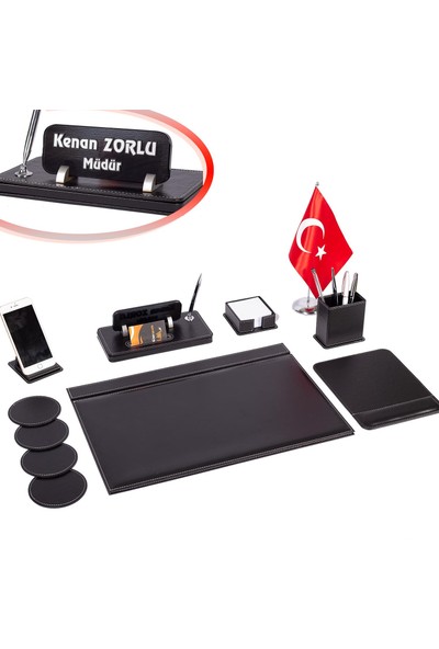 İsimlik Sepeti İsme Özel Bayraklı Deri Sümen Takımı