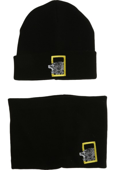 National Geographic Ng Boy Siyah Erkek Çocuk Nakışlı Bere-Boyunluk Tk