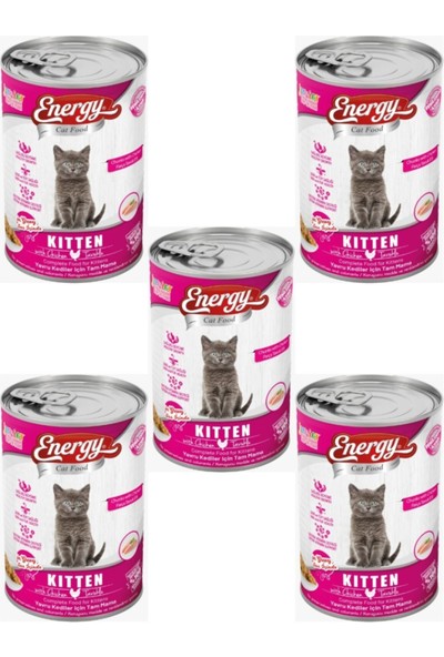 Energy Cat Food Tavuklu Yavru Islak Kedi Maması 5'li – 400 gr