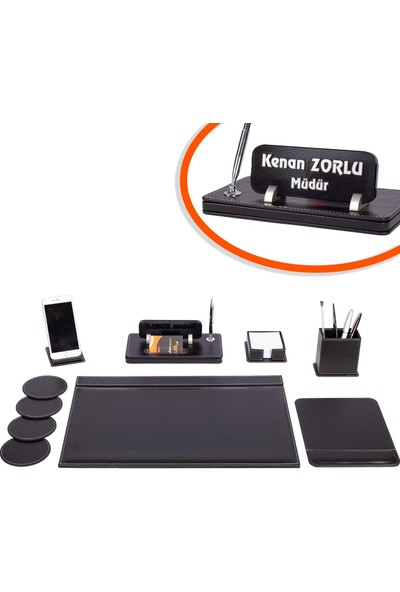 İsimlik Sepeti İsme Özel Alaska Deri Sümen Takımı + Deri Isimlik