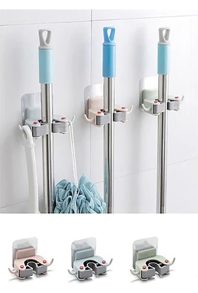 Paspas Süpürge Fırça ve Mop Askısı 3`lü Sap Tutucu
