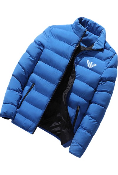 Qualife Erkek Pamuk Karışımlı Şişme Mont -Mavi (Yurt Dışından)