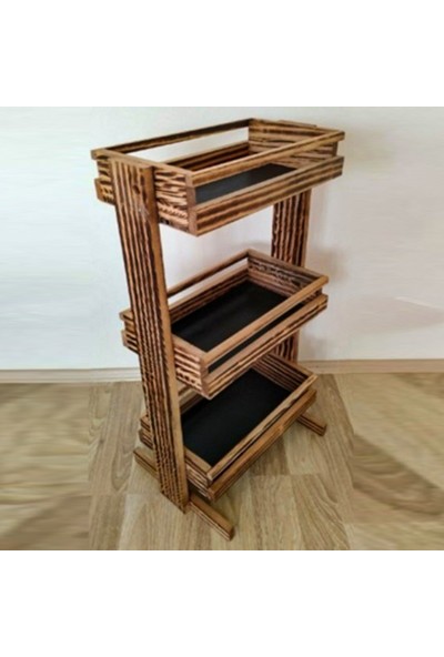 Mch Doğal Ahşap Sebzelik Sebze Rafı 43 x 32 x 80 cm