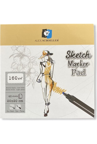 Alex Schoeller Sketch Marker Defteri Pad 160 gr 40 Yaprak 20 x 20 cm Alex Schoeller Sketch Marker Defteri Pad 160 gr 40 Yaprak 20 x 20 cm