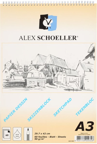 Alex Schoeller Spiralli Eskiz Çizim Defteri 90 gr A3 60 Yaprak Alex Schoeller Spiralli Eskiz Çizim Defteri 90 gr A3 60 Yaprak
