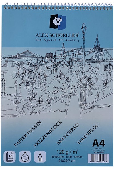 Alex Schoeller Spiralli Eskiz Çizim Defteri 120 gr A4 40 Yaprak Alex Schoeller Spiralli Eskiz Çizim Defteri 120 gr A4 40 Yaprak