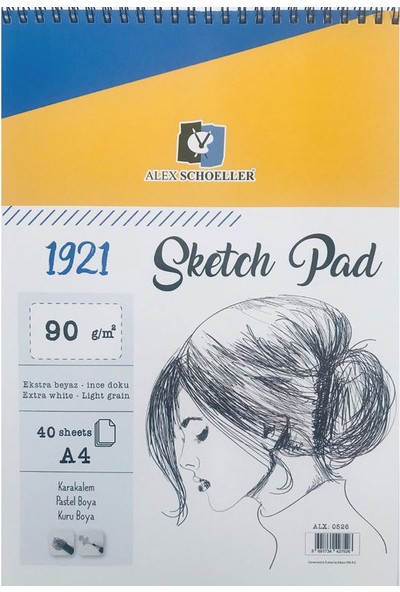 Alex Schoeller Sketch Pad Spiralli Eskiz Çizim Defteri 90 gr A4 40 Yaprak