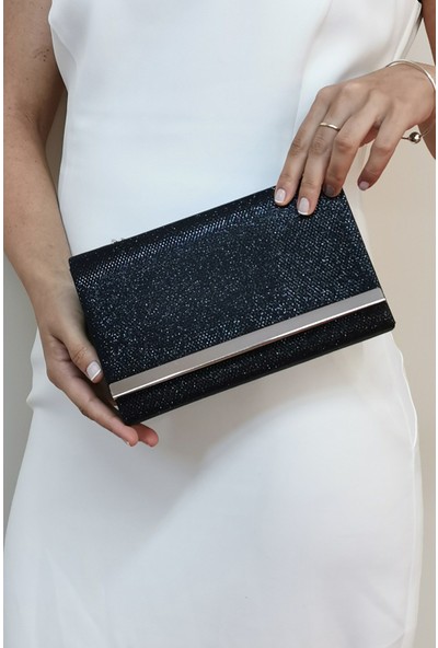 Nazart Kadın Cupra Siyah Abiye Clutch Portföy Kadın Gece Çantası