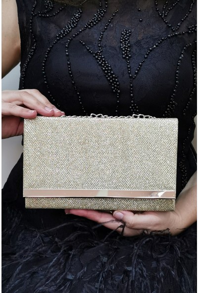 Nazart Kadın Cupra Altın Abiye Clutch Portföy Kadın Gece Çantası