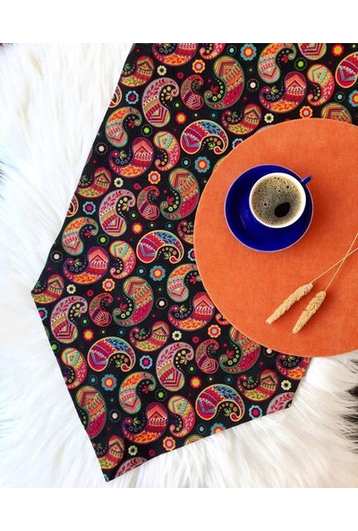 GA Madame Home Yeşil Yapraklı Desenli Runner ve 6'li Amerikan Servis Supla