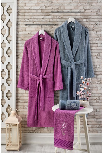 GA Madame Home Havlulu Bornoz 4'lü Set Pamuklu GA Madame Home Havlulu Bornoz 4'lü Set Pamuklu