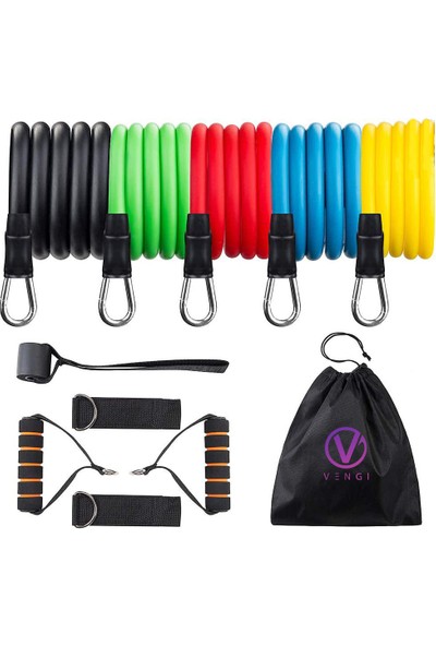 Vengi Çantalı 11 Parça Kapı Arkası Aparatlı 5 Farklı Direnç Pilates ve Güç Lastiği Vengi Çantalı 11 Parça Kapı Arkası Aparatlı 5 Farklı Direnç Pilates ve Güç Lastiği