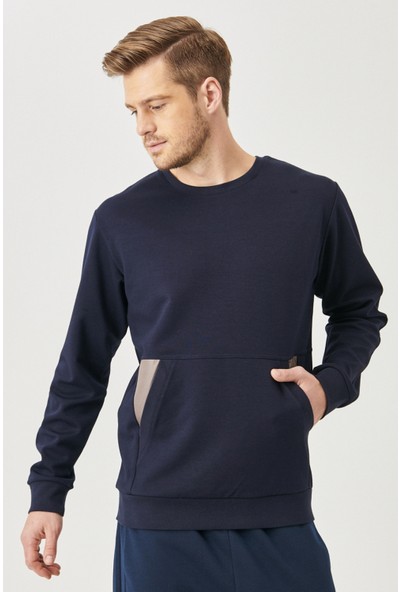 Altınyıldız Classıcs Erkek Lacivert Standart Fit Rahat Kesim Bisiklet Yaka Sweatshirt