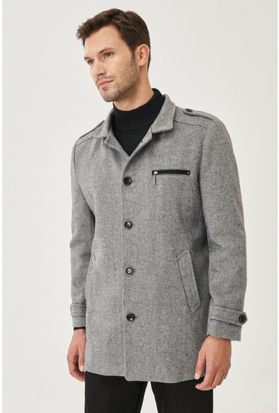 Ac&Co / Altınyıldız Classics Erkek Acık Antrasıt Standart Fit Dik Yaka Desenli Casual Kaban Ac&Co / Altınyıldız Classics Erkek Acık Antrasıt Standart Fit Dik Yaka Desenli Casual Kaban