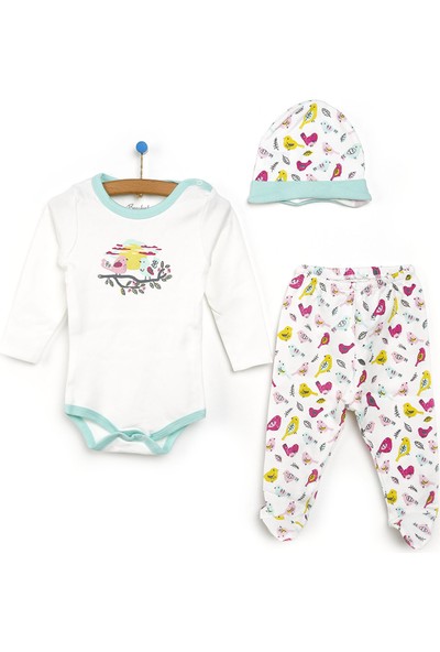 Bambaki Romantik Kuşlar Body-Patikli Alt-Şapka