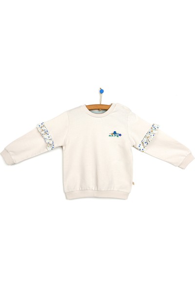 Babyz Çıtır Çiçek Desenli Fırfır Detaylı Sweatshirt Babyz Çıtır Çiçek Desenli Fırfır Detaylı Sweatshirt