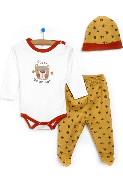 Bambaki Yavru Ayı Body-Patikli Alt-Şapka