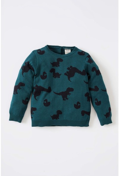 DeFacto Erkek Bebek Bisiklet Yaka Dinozor Desenli Kazak U7343A221WN DeFacto Erkek Bebek Bisiklet Yaka Dinozor Desenli Kazak U7343A221WN