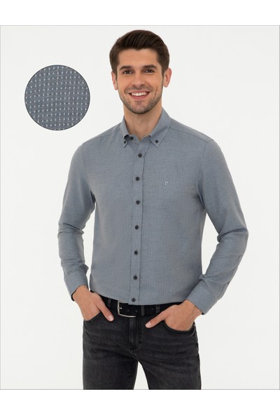 Pierre Cardin Antrasit Slim Fit Gömlek 50247916-VR006