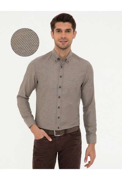 Pierre Cardin Kahverengi Slim Fit Gömlek 50247917-VR029