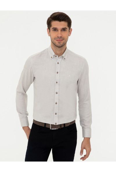 Pierre Cardin Bej Slim Fit Gömlek 50247918-VR011
