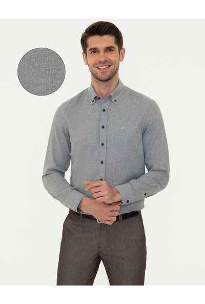 Pierre Cardin Gri Slim Fit Gömlek 50247918-VR024