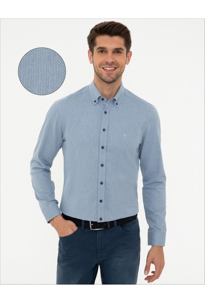 Pierre Cardin Lacivert Slim Fit Gömlek 50247966-VR033