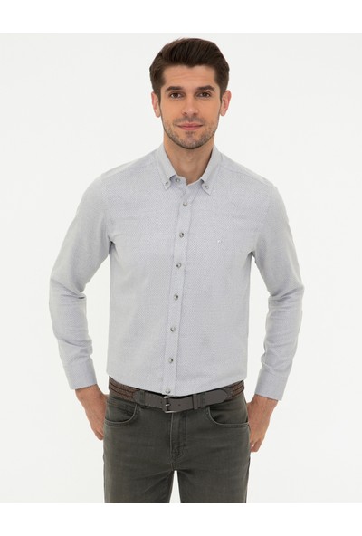 Pierre Cardin Gri Slim Fit Gömlek 50247917-VR024