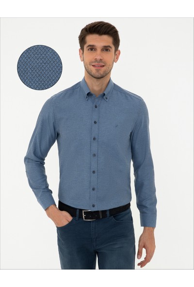 Pierre Cardin Lacivert Slim Fit Gömlek 50247917-VR033