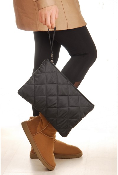 Simfa Siyah Kapitone Clutch / Portföy Çanta