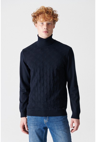 Avva Erkek Lacivert Balıkçı Yaka Jakarlı Kazak A12Y5215 Avva Erkek Lacivert Balıkçı Yaka Jakarlı Kazak A12Y5215