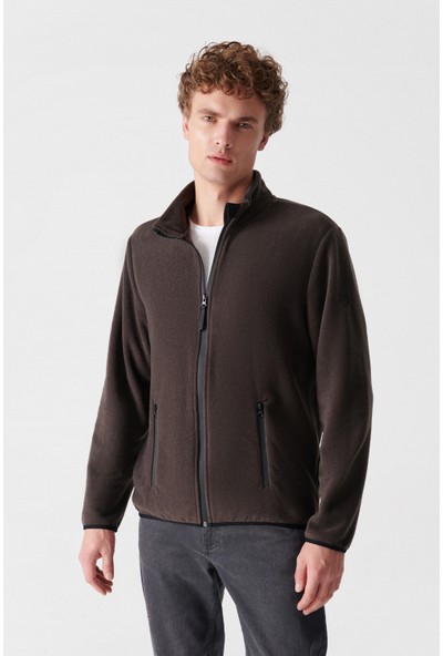 Avva Erkek Antrasit Fermuarlı Dik Yaka Hırka Düz Polar A12Y1069 Avva Erkek Antrasit Fermuarlı Dik Yaka Hırka Düz Polar A12Y1069