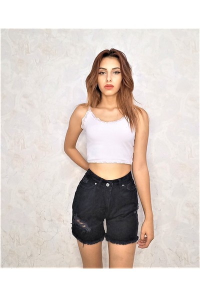 Call Denim Kadın Yüksek Bel Kar Yıpratmalı Yırtık Jeans Şort Call Denim Kadın Yüksek Bel Kar Yıpratmalı Yırtık Jeans Şort