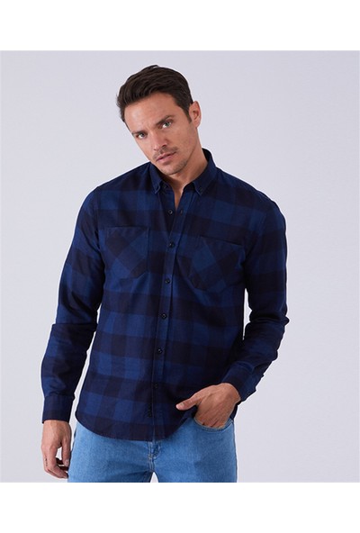 Dufy Lacivert Erkek Gömlek - Regular Fıt