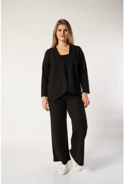 Nelly Kadın Büyük Beden Kamufle Uzun Kol Triko Hırka