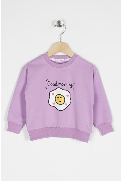 Zepkids Kız Çocuk Good Morning Baskılı Sweatshirt 1-4 Yaş
