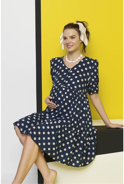 Monamise 21043 Kadın Lacivert Hamile Elbisesi Monamise 21043 Kadın Lacivert Hamile Elbisesi