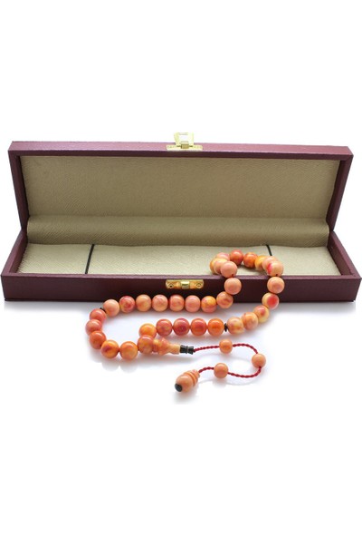 DAVİD BLACK Sistemli Küre Kesim Maxi Boy Hareli Çubuk Sıkma Kehribar Tesbih